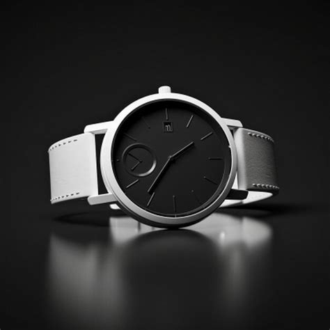 A Black And White Watch With A White Face And Silver Band Premium Ai