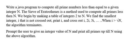 Solved Write A Java Program To Compute All Prime Numbers