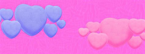 3d 렌더 패션 진 콜라주 배너 추상적인 크리에이티브 핑크 배경에 핑크와 블루 하트 발렌타인 데이 생일 파티 축하 컨셉 0명에