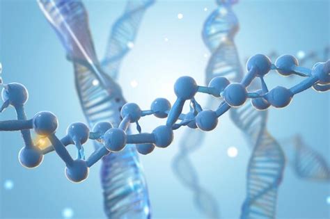 Premium Photo Innovative Healthcare Image 3d Rendered Molecule And Chromosome On Blue Background