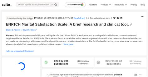 Enrich Marital Satisfaction Scale A Brief Research And Clinical Tool [scite Report]