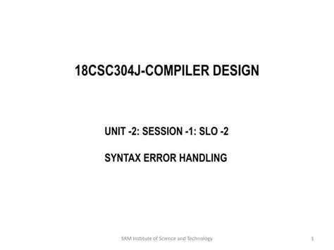 Error Detection And Recovery Pptx