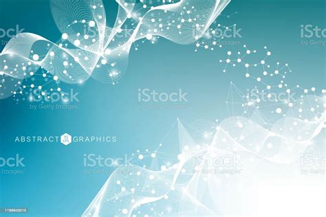 구조 분자 및 통신 Dna 원자 뉴런 설계를 위한 과학적 개념 점으로 연결된 선 의료 기술 화학 과학 배경 벡터 그림입니다 보건의료기술에 대한 스톡 벡터 아트 및 기타