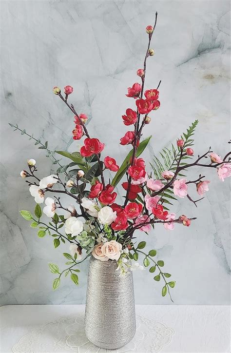 새상품 매화장미 조화 실버화병 인테리어소품 세컨웨어 헬로마켓