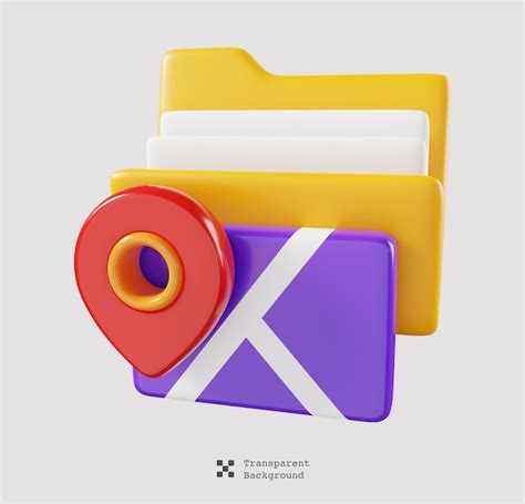 지도 표시 위치가 격리된 폴더입니다 파일 폴더 귀여운 최소한의 아이콘 개념입니다 3d 렌더링 프리미엄 Psd 파일