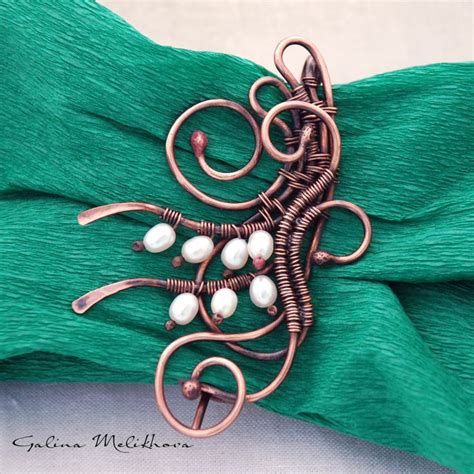 Брошь медная проволока речной жемчуг Украшения из плетеной проволоки Бижутерия из проволоки