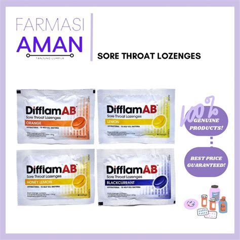 Difflam Ab Lozenges 6s Orange Lemon Blackcurrant Honey Lemon