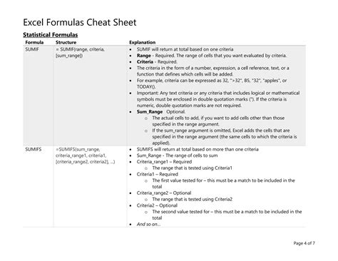 Excel Formulas Cheat Sheet For Beginnerspdf Computing Technology And Computing