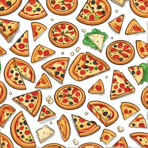Achtergrond Pizza Cartoon Vector Op Witte Achtergrond Premium Vector
