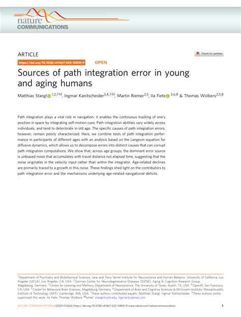 Pdf Sources Of Path Integration Error In Young And Aging Humans