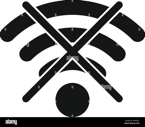 Simple Black Icon Representing A Wifi Signal Crossed Out Indicating No Wireless Connection Is