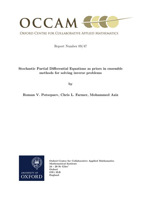 Pdf Stochastic Partial Differential Equations As Priors In Ensemble Methods For Solving