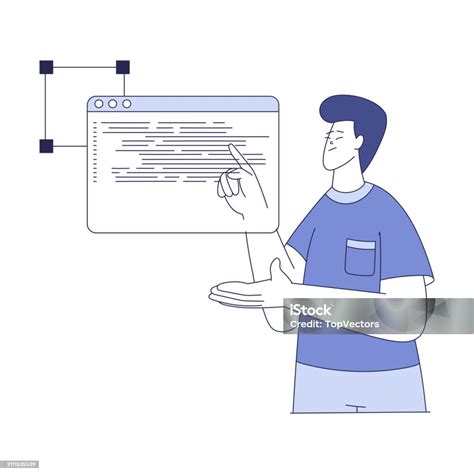 Smiling Man With Computer Screen Programming Vector Illustration Stock Illustration Download