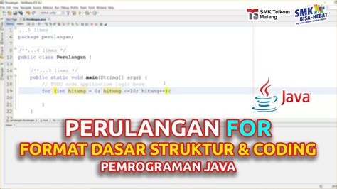 perulangan for counted loop dasar pemrograman java youtube