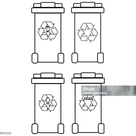 다른 재활용 라벨플라스틱 쓰레기 상자 웹 배너 포스터 Ui에 대한 디자인 요소 벡터 아이콘은 흰색 배경에 격리된 설정입니다 0