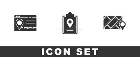 Set Infographic Of City Map Navigation Folded With Location Marker And City Icon Vector Stock