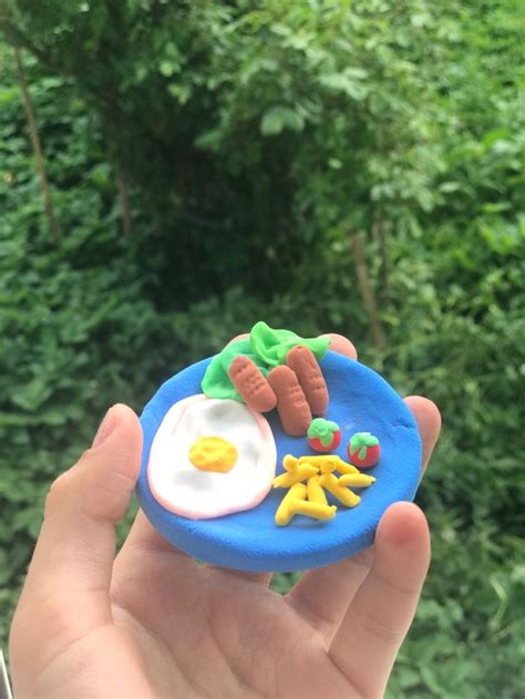 Завтрак из воздушного пластилина 💜🦋 Doll Food Mini Things Diy Clay