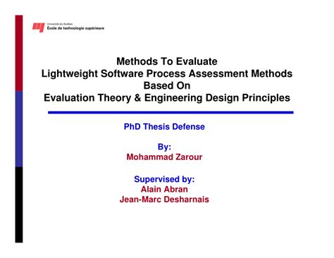 Pdf Methods To Evaluate Lightweight Software Process Assessment Methods Based On Evaluation