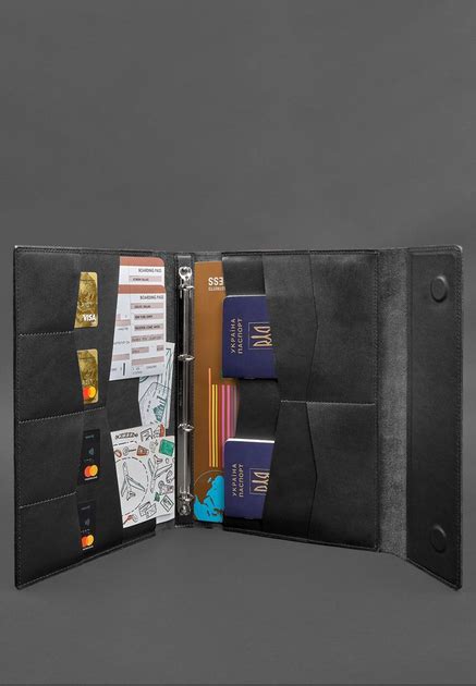 Шкіряна папка для документів Сімейна А4 на сегрегаторі з файлами чорна A 028627 фото