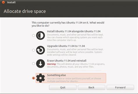 manual disk partitioning guide for ubuntu 11 04
