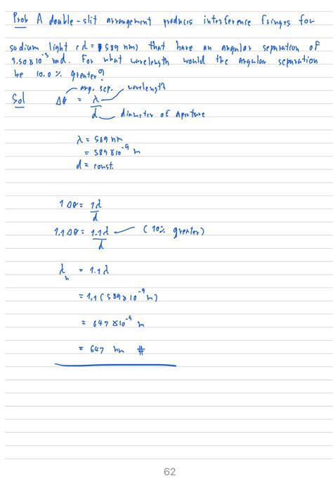 Youngs Interference Experiment Example Problem No1 With A Solution