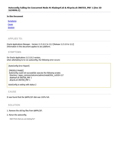 Autoconfig Failing On Concurrent Node Pdf