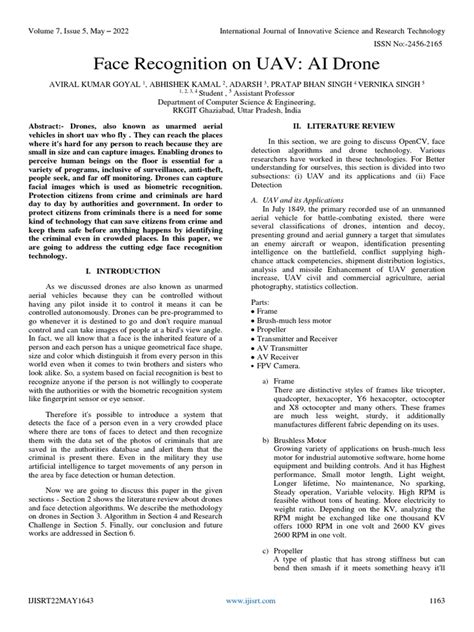 Face Recognition On Uav Ai Drone Pdf Unmanned Aerial Vehicle Algorithms
