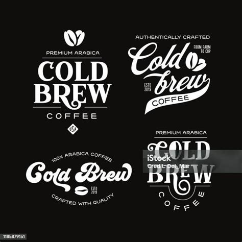 콜드 브루 커피 라벨 배지 엠블럼 세트 벡터 빈티지 일러스트레이션입니다 로고에 대한 스톡 벡터 아트 및 기타 이미지 로고