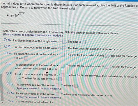 Solved Find All Values Xa Where The Function Is