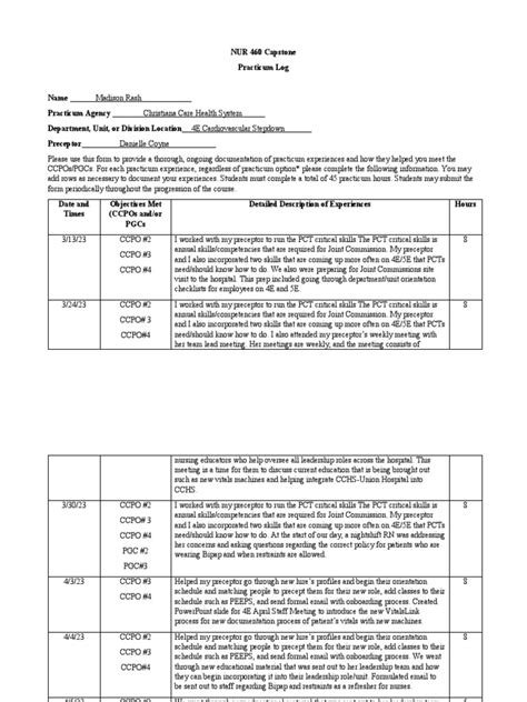 Practicum Log Pdf