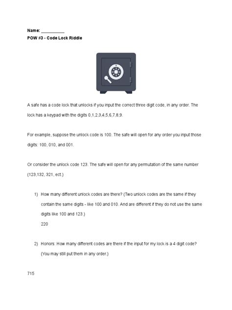 Code Lock Pow 3 Download Free Pdf Cognition Mathematics