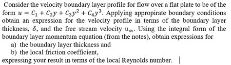 solved consider the velocity boundary layer profile for flow