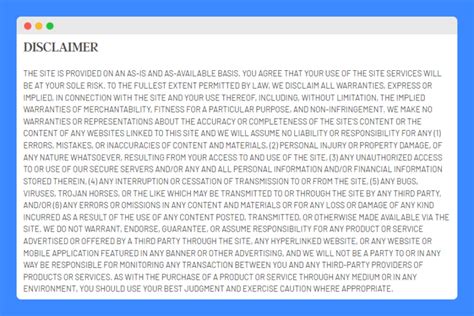 No Responsibility Disclaimer Examples For Legal Protection No Responsibility Disclaimer Examples For Legal Protection