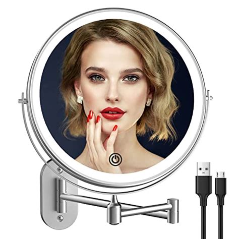 Rechargeable Wall Mounted Lighted Makeup Mirror With 3 Color Lights 8