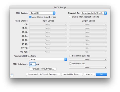 MIDI Setup Dialog Box