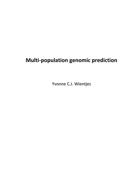 Pdf Multi Population Genomic Prediction