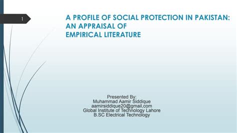 A Profile Of Social Protection In Pakistan Pptx