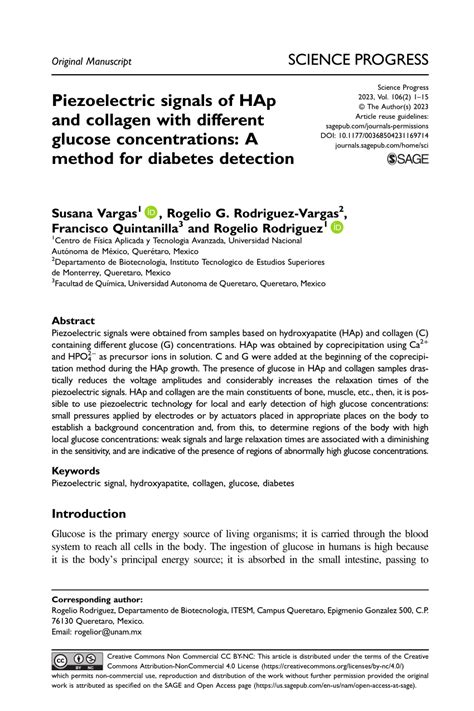 Pdf Piezoelectric Signals Of Hap And Collagen With Different Glucose