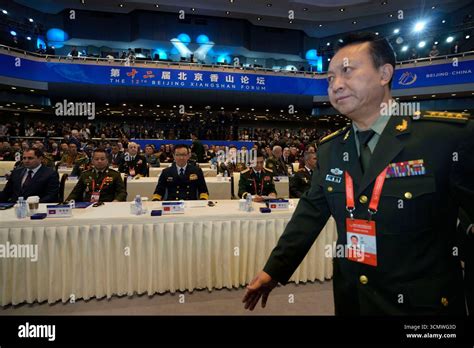 Chinese Defense Minister Dong Jun Sitting In Front Center Attends Chinas Annual Security And