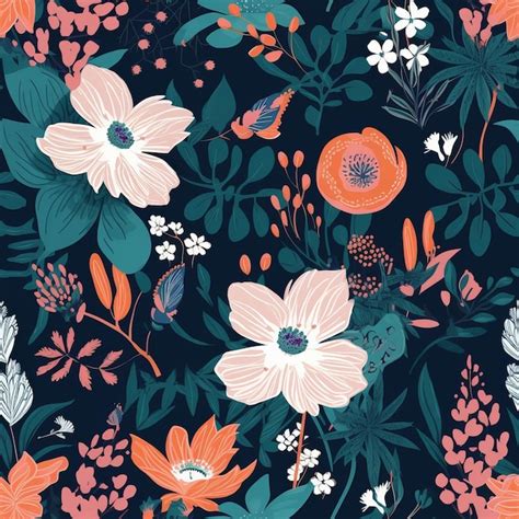 Premium Photo Floral Print With Botanical Flowers As A Seamless Pattern For Textile Design Or
