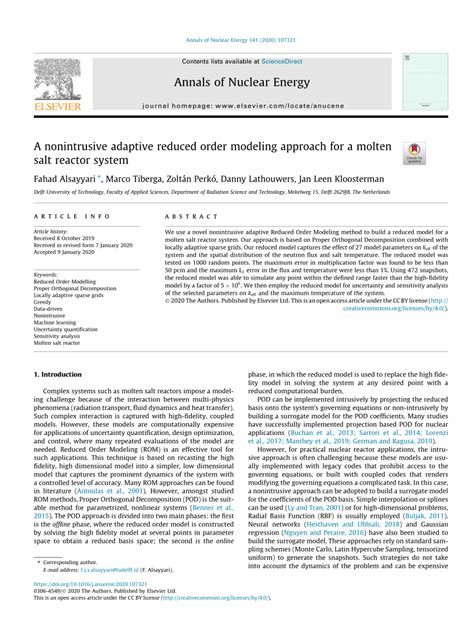 Pdf A Nonintrusive Adaptive Reduced Order Modeling Approach For A