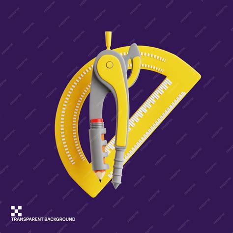 Premium Psd Yellow Geometric Compass For Precise Drawing