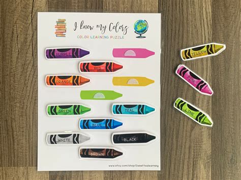 Crayon Colors Matching Puzzle Preschool Busy Book Etsy