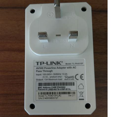 TP LINK AV Mbps Powerline Adapter With Extra Power Socket Computers Tech Parts