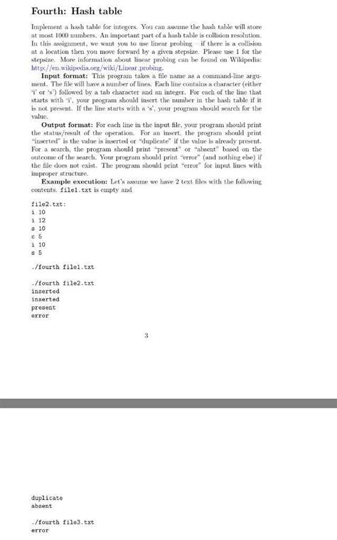 Implement A Hash Table For Integers You Can Assume Chegg