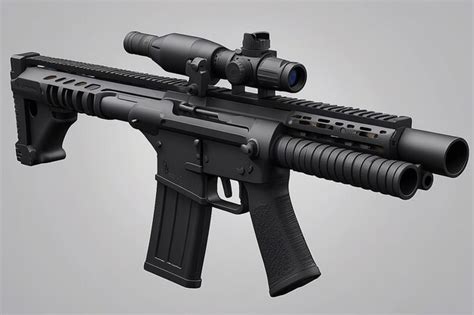 Tactical Shotgun With Breacher Muzzle Device And Rail System Premium