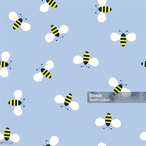 꿀벌 매끄러운 패턴 배경입니다 벡터 귀여운 만화 노란 꿀 개념은 종이 직물 벽지 표지에 인쇄합니다 꿀벌에 대한 스톡 벡터 아트 및 기타 이미지 Istock