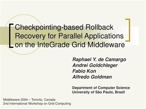 ppt checkpointing based rollback recovery for parallel applications