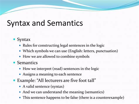 representation of syntax semantics and predicate logics pptx