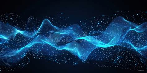 Abstract Blue Wave Patterns With Glowing Particles And Digital Effects Stock Image Image Of